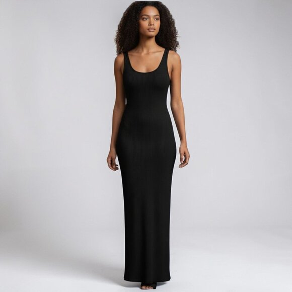 J. Crew | Dresses | J Crew Black Crossbacked Sleeveless Ribbed Long ...